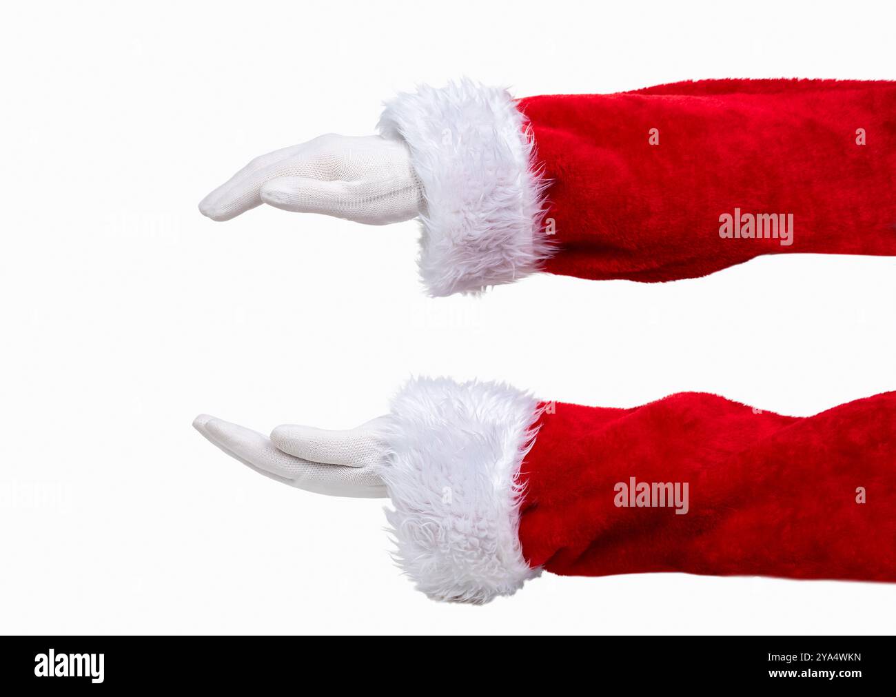 Shot of an Santa Claus hands with a protection gesture isolated on a ...