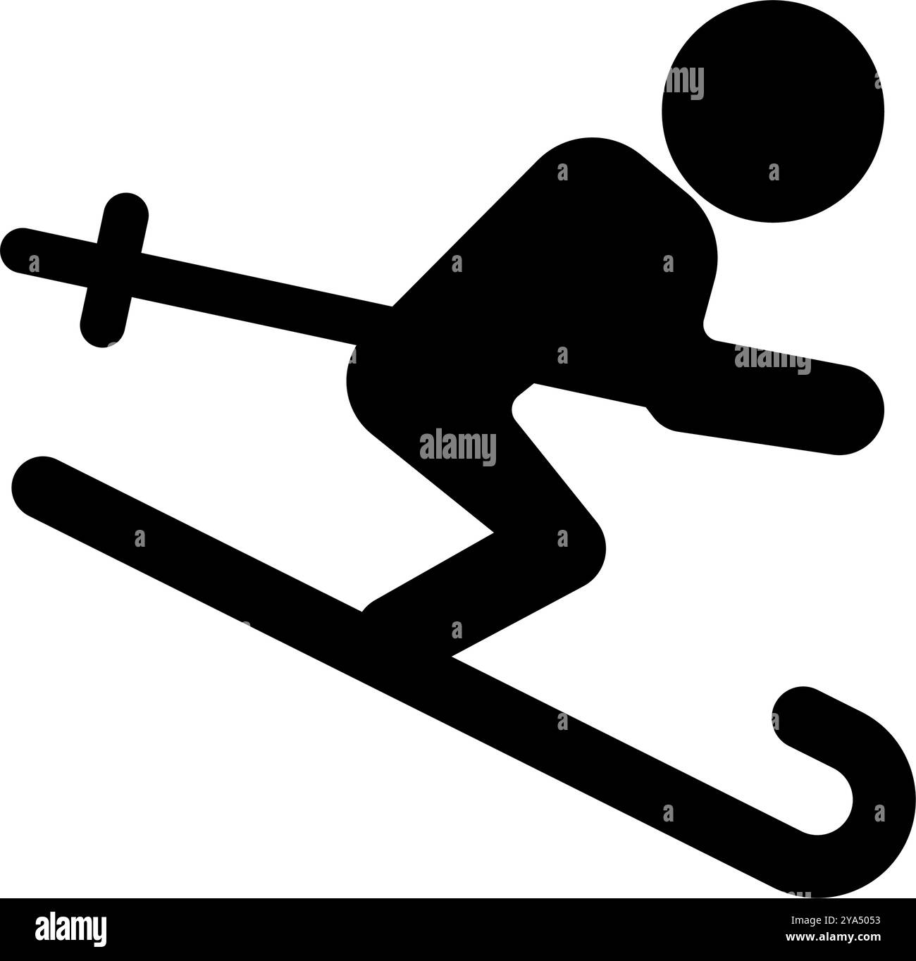 Skiing silhouette icon. Ski silhouette icon. Editable vector Stock ...