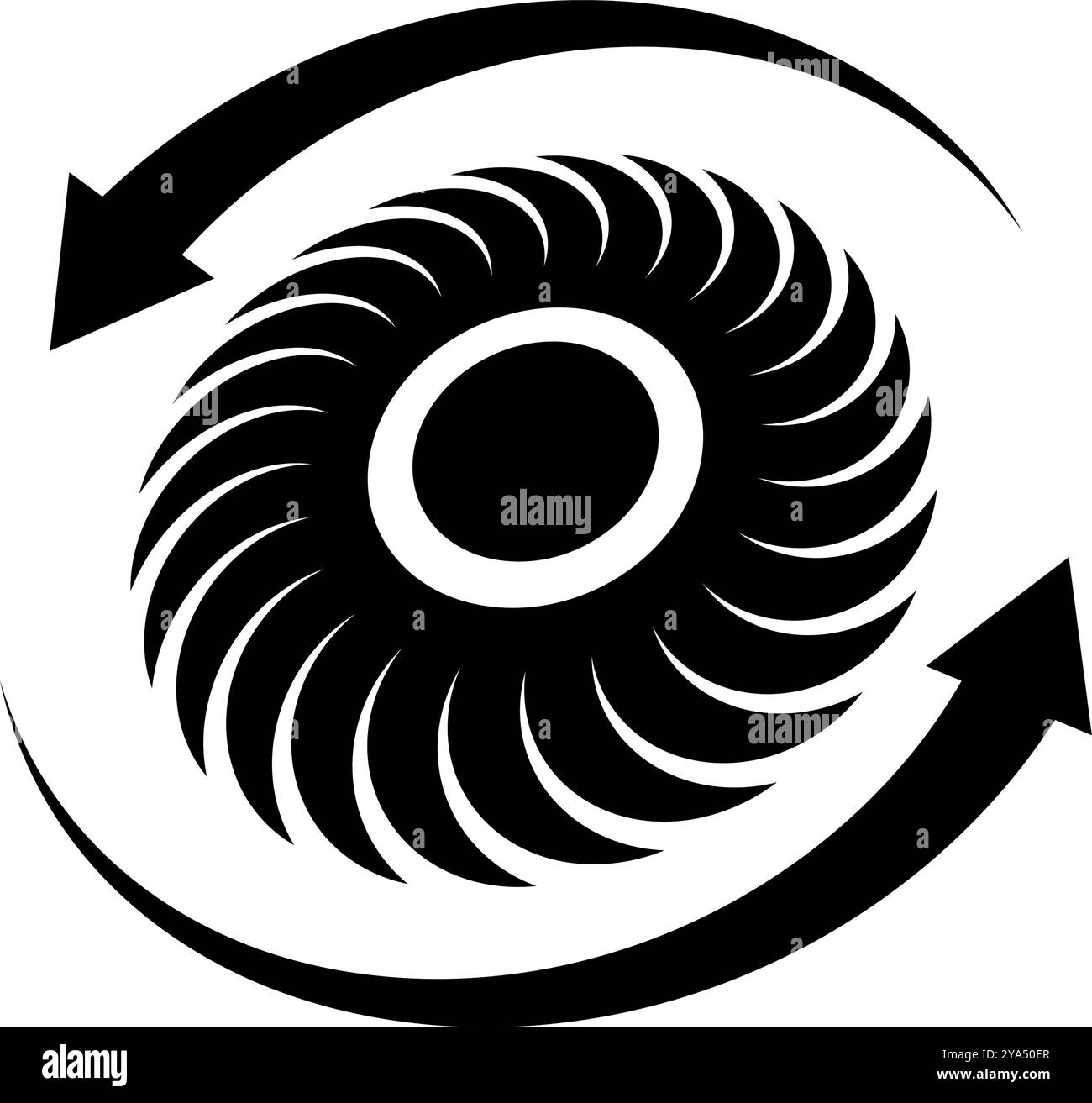 Silhouette of typhoon rotating to the left. Coriolis force. Editable ...