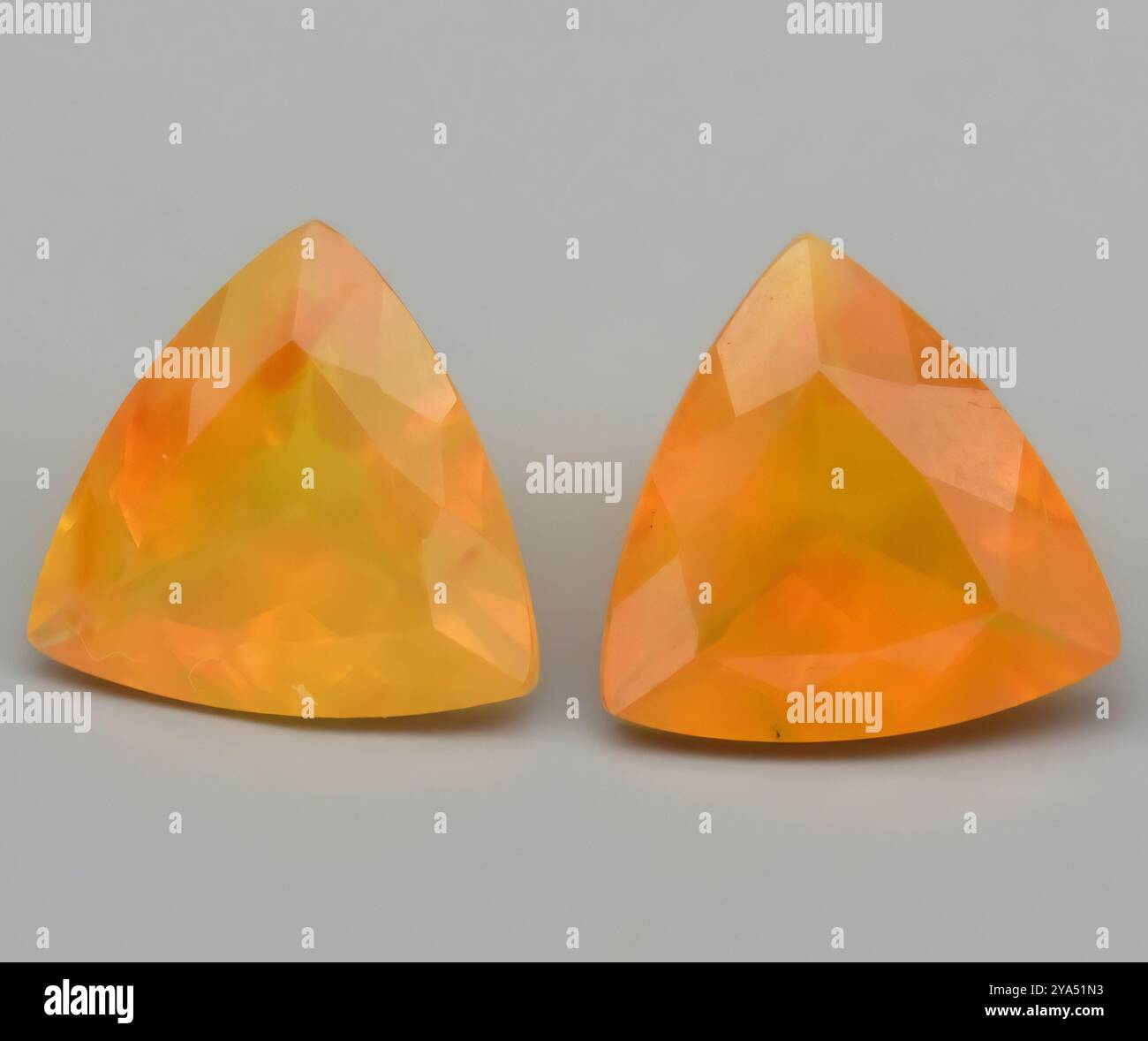 Stunning Pair of Faceted Natural Orange Gemstones in Triangular Cut ...