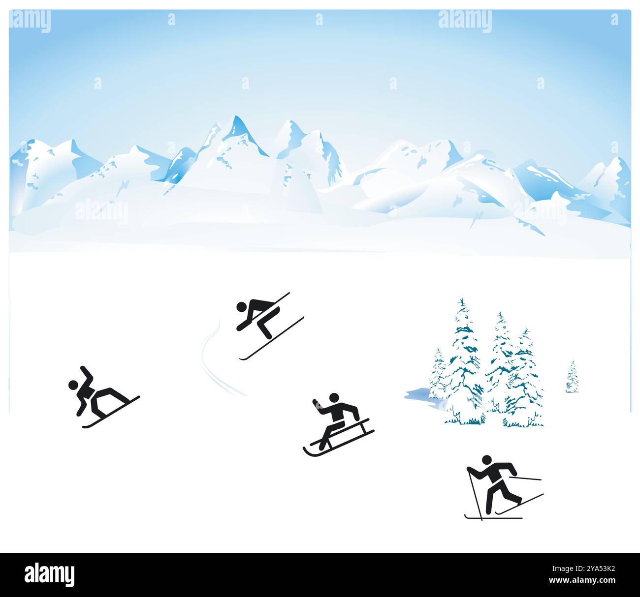 Skiing snowy mountains Cut Out Stock Images & Pictures - Alamy