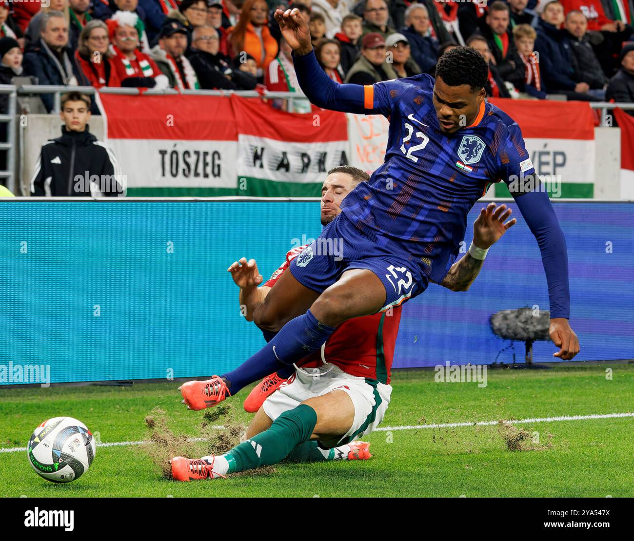 Budapest, Hungary. 11th October, 2024. Denzel Dumfries of Netherlands ...