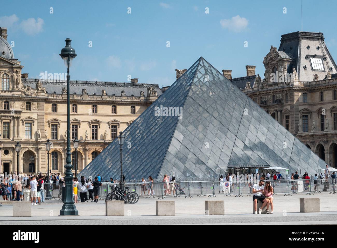 Paris, France, August 12 2024 French Louvre Palace with the famous ...