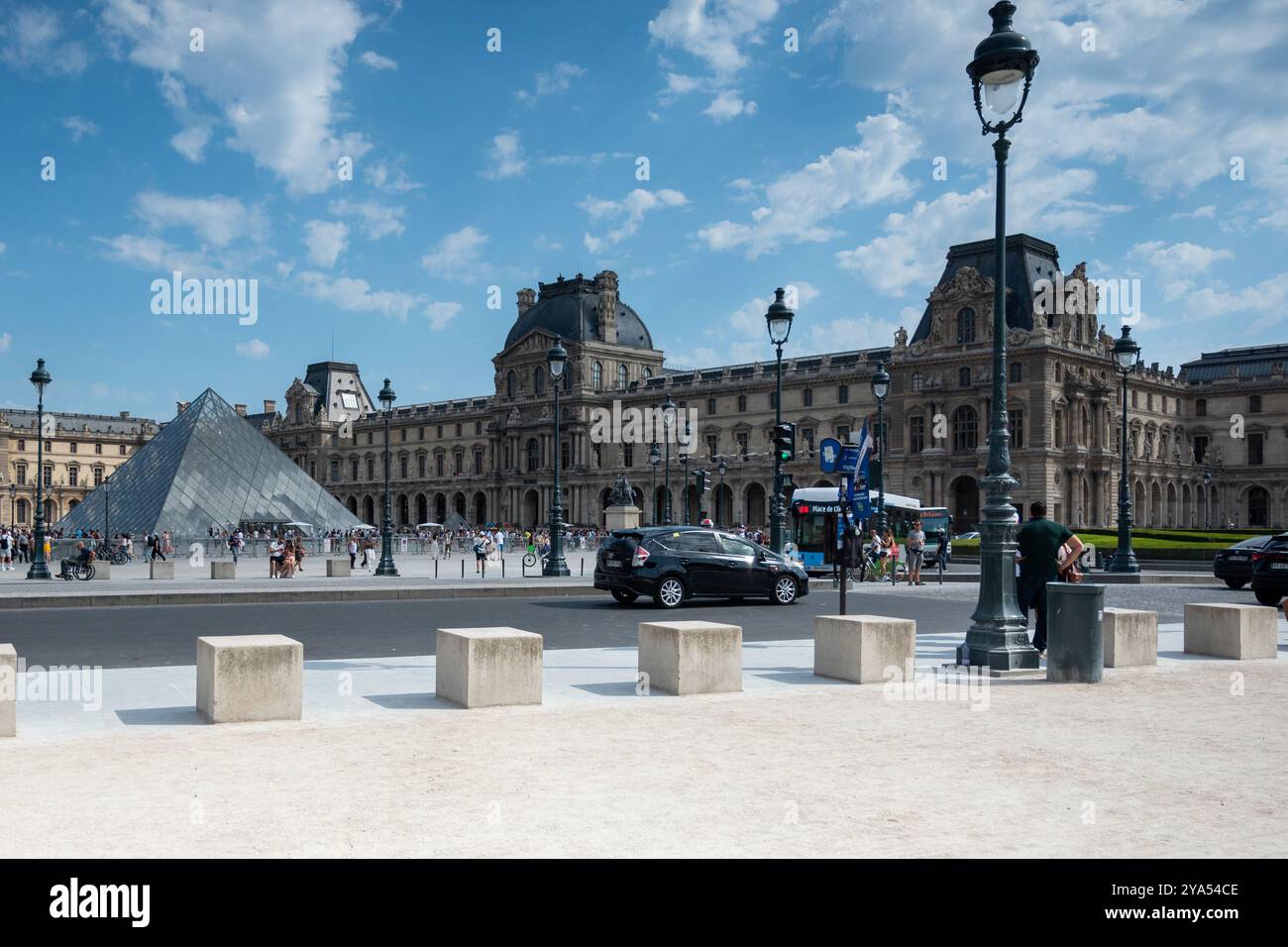 Paris, France, August 12 2024 French Louvre Palace with the famous ...