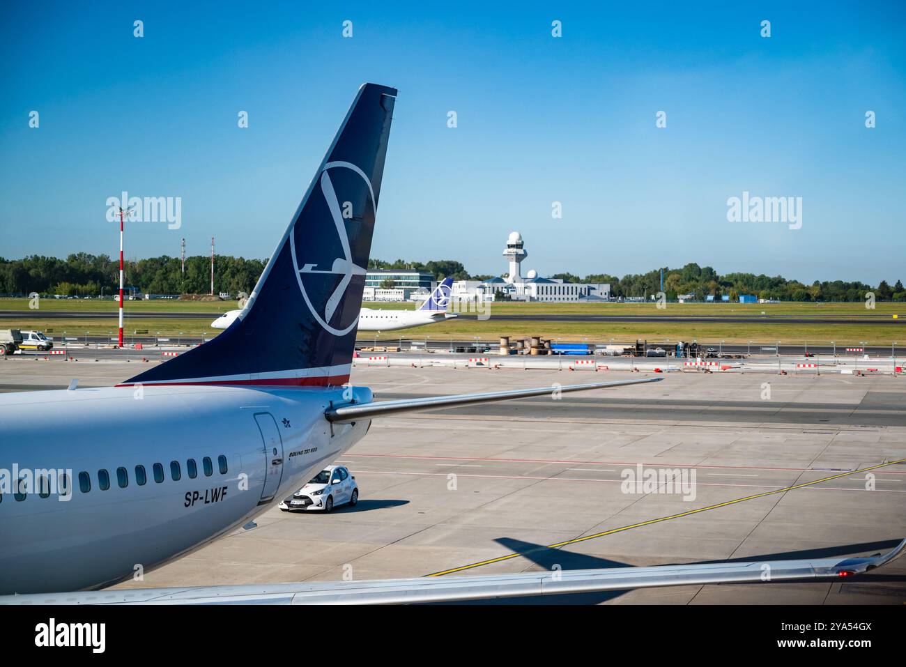 Warsaw, Polnad, August 12 2024, tail of the boeing airplane with PLL ...