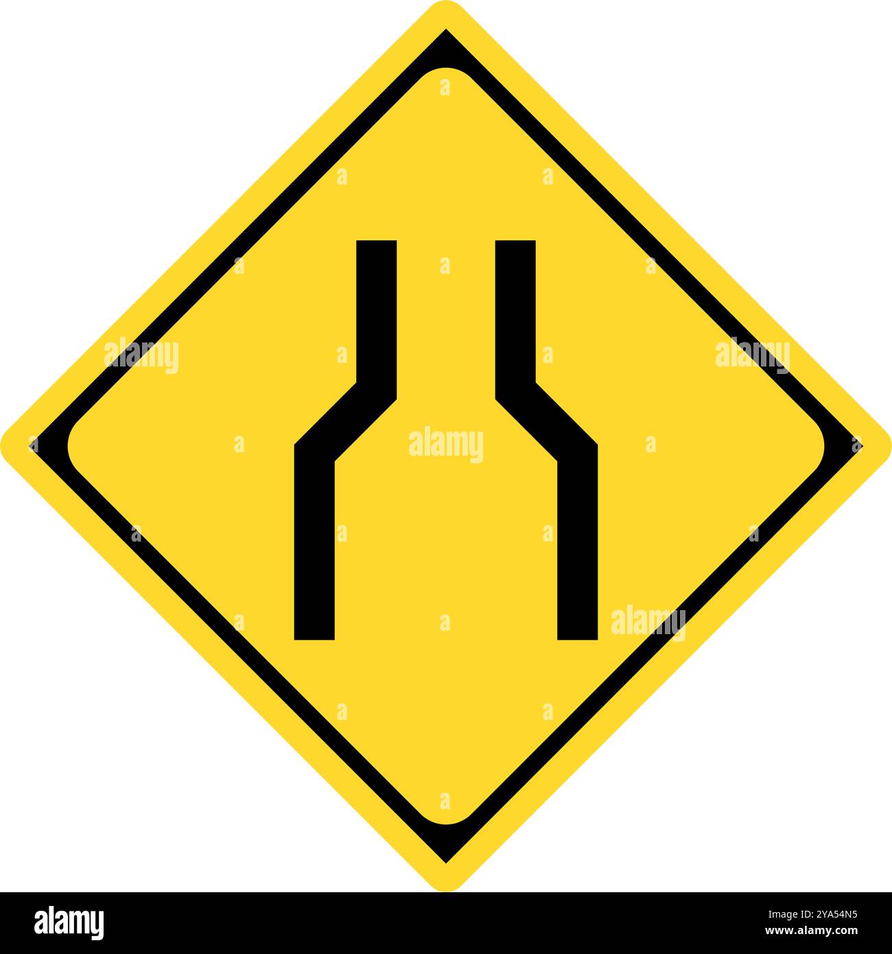 Road narrows sign in Japan. Road width guide. Editable vector Stock ...