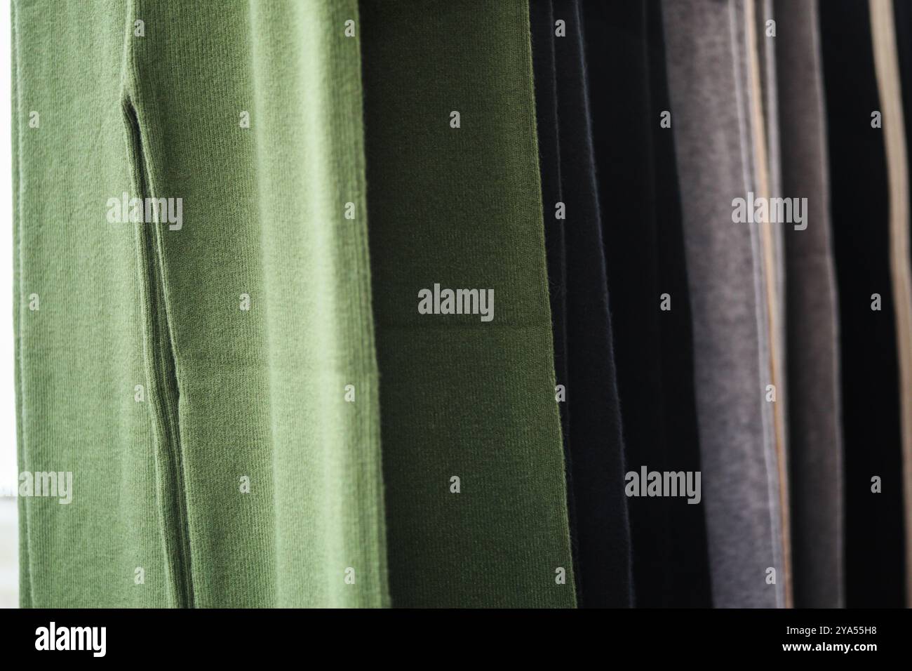 fabrics of green color and its shades Stock Photo - Alamy