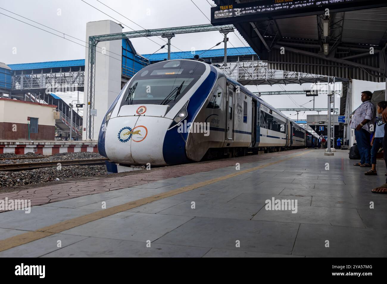 High Speed Passenger Train standing at platform During Daytime from ...