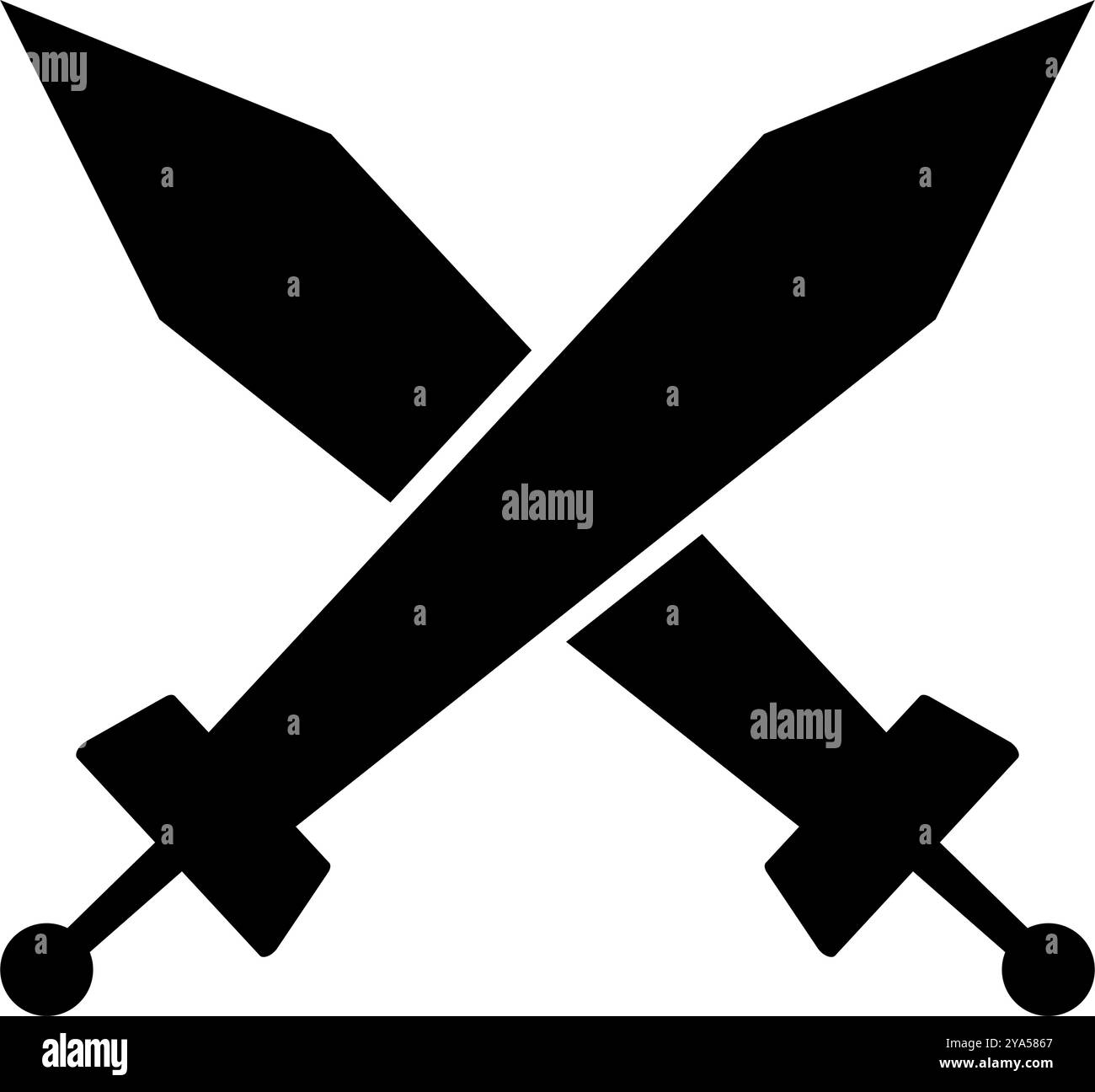 Crossing swords silhouette icon. Editable vector Stock Vector Image ...