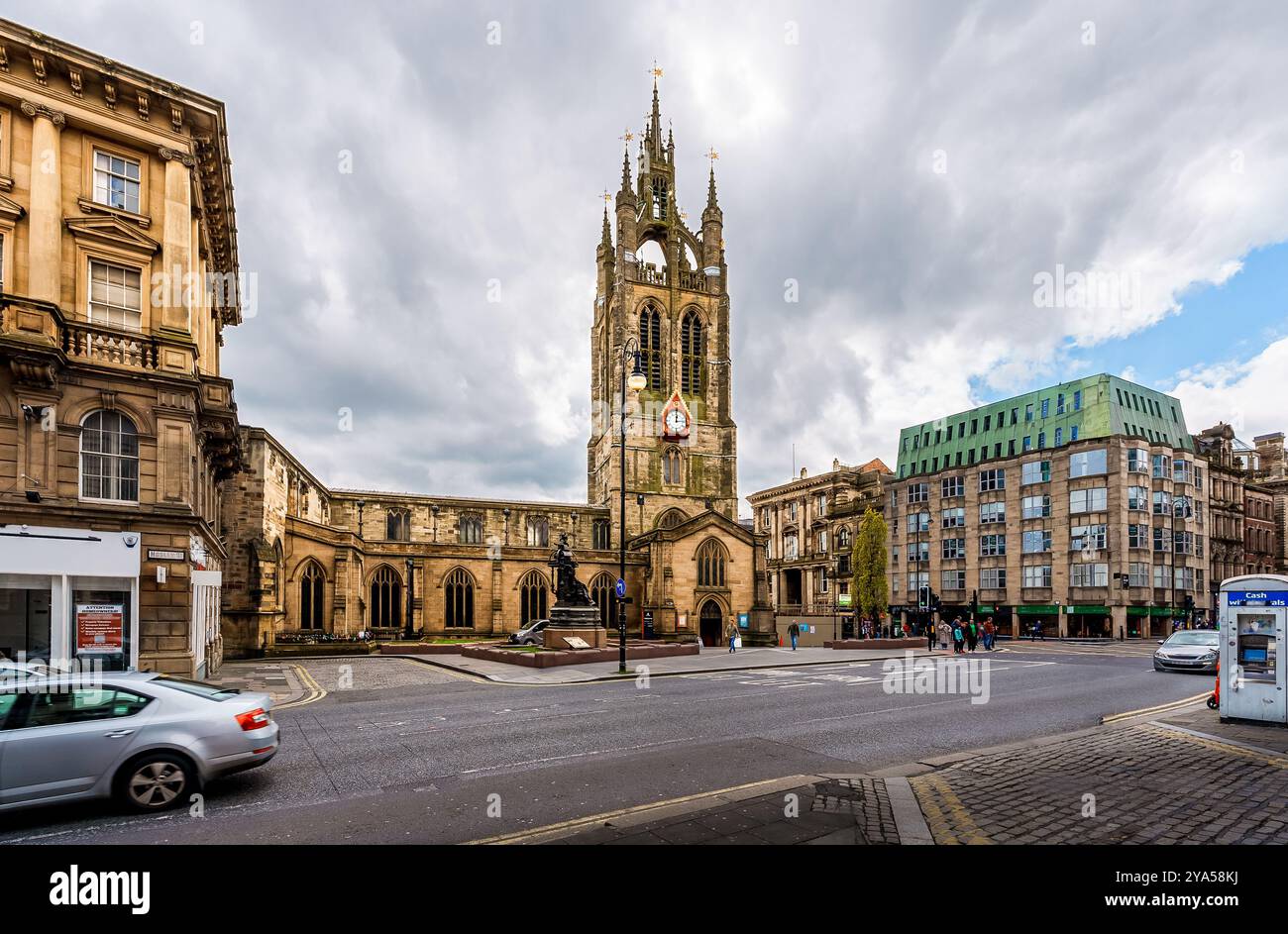 The Medieval Cathedral of St Nicholas - with a historic statue of Queen ...