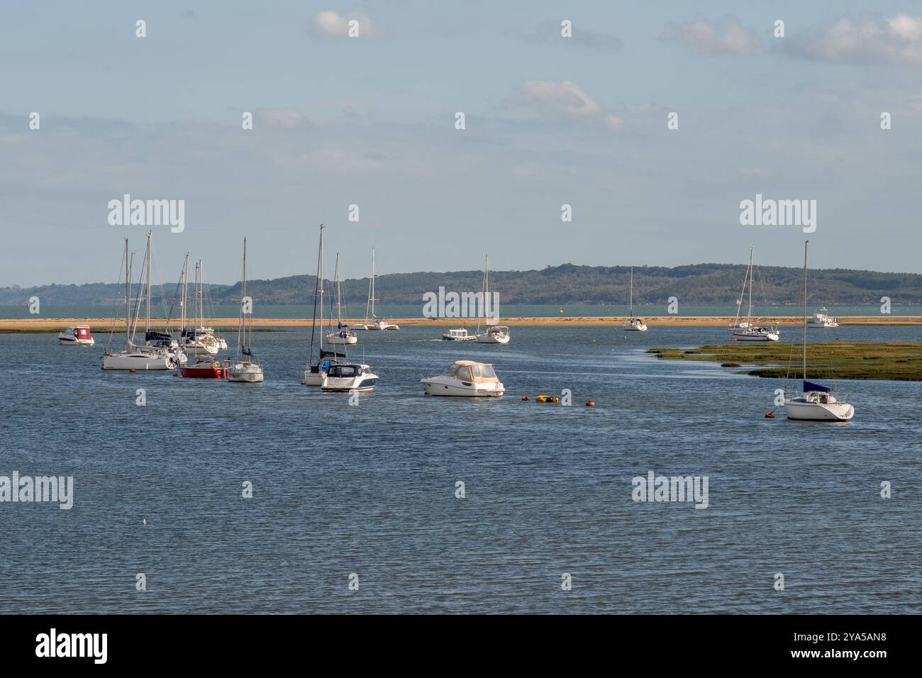 Boats in Keyhaven Lake, Keyhaven, Hampshire, England, UK Stock Photo ...