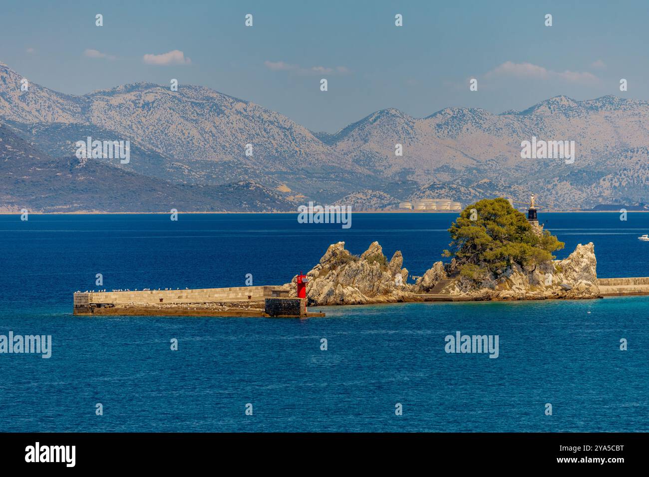 Passenger and cargo port in Trpancia on the Peljesac Peninsula, tourist ...