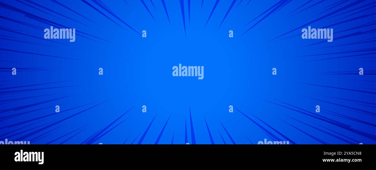 cartoon comic style retro zoom lines blue banner design vector Stock ...