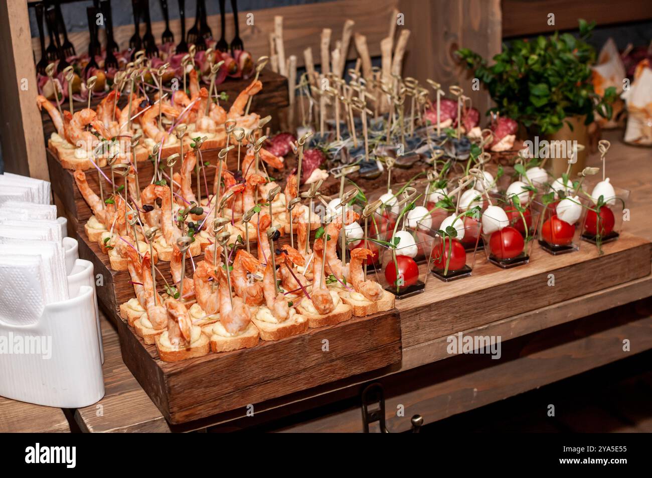 Exquisite Gourmet Buffet Featuring an Array of Shrimp Canapés and Elegant Appetizers Stock Photo ...