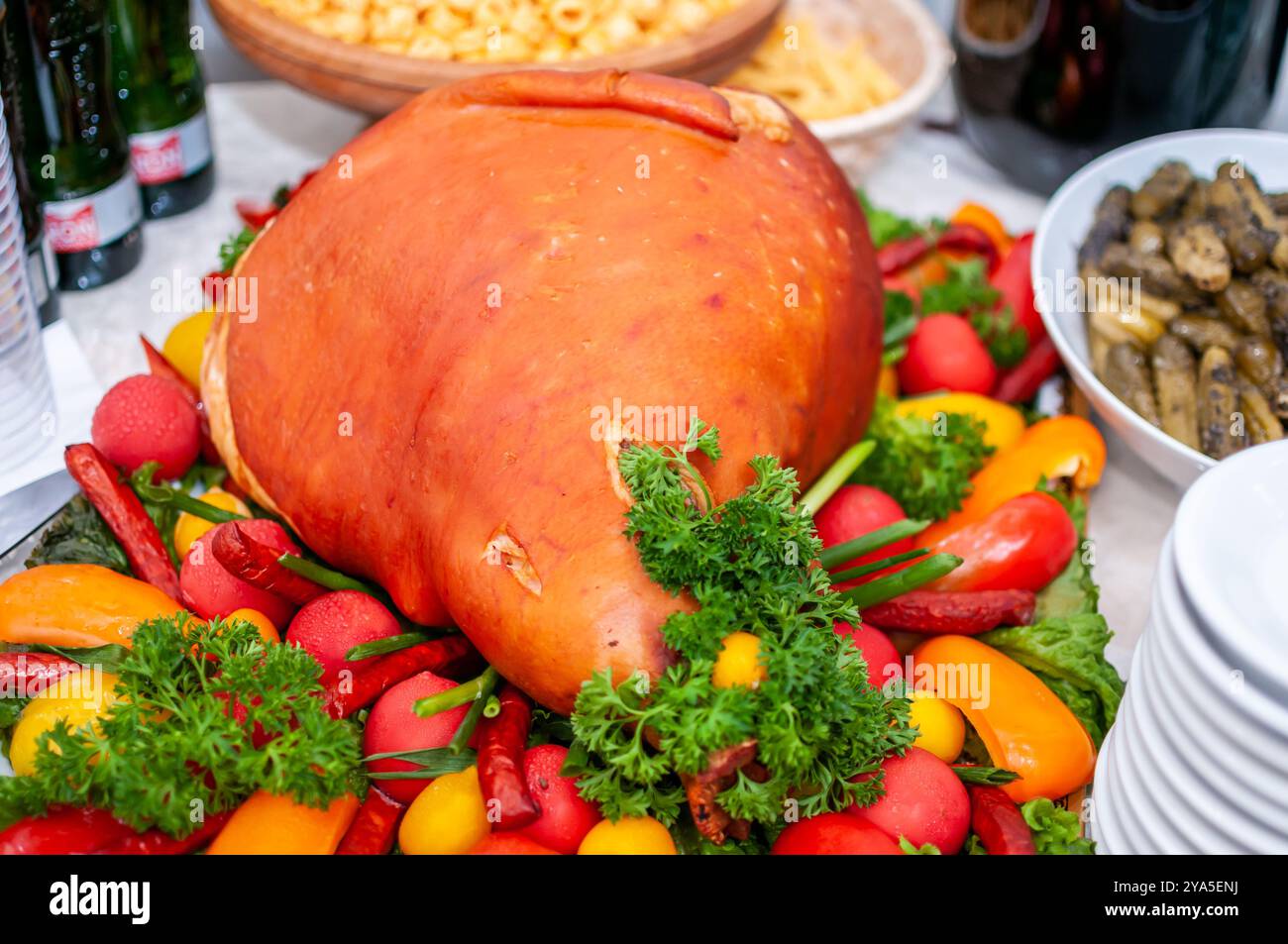 A Lavish Display of Gourmet Meats and Fresh Vegetables in a Vibrant ...