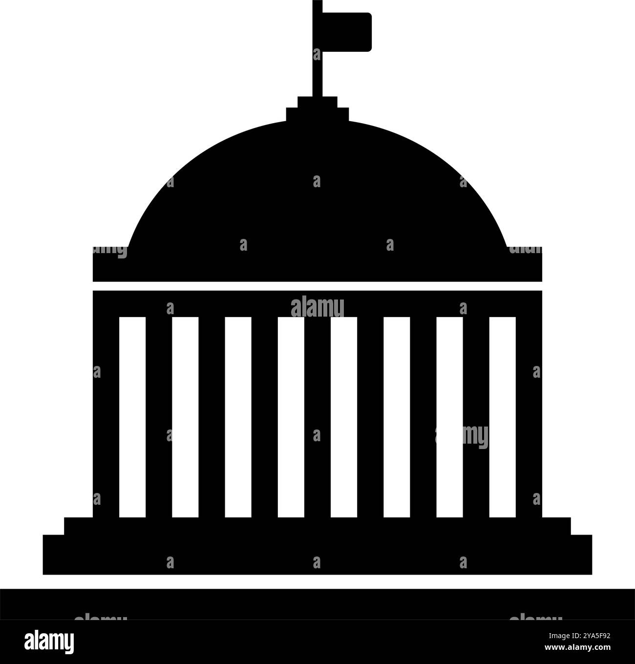 Simple government building silhouette icon. Editable vector Stock ...