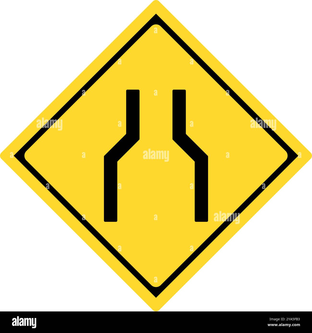 Japanese Road narrows sign. Traffic sign. Editable vector Stock Vector ...