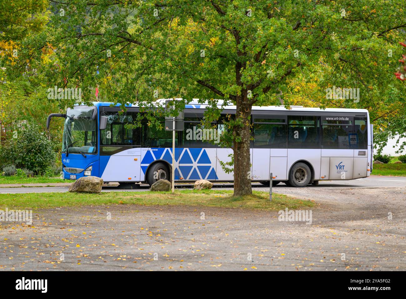 Veldenz, Germany - Oct 7, 2024: A public bus with broken windshield and ...