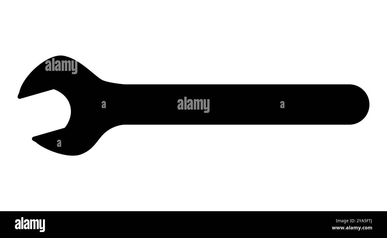 wrench silhouette shape, black and white vector illustration of hand ...