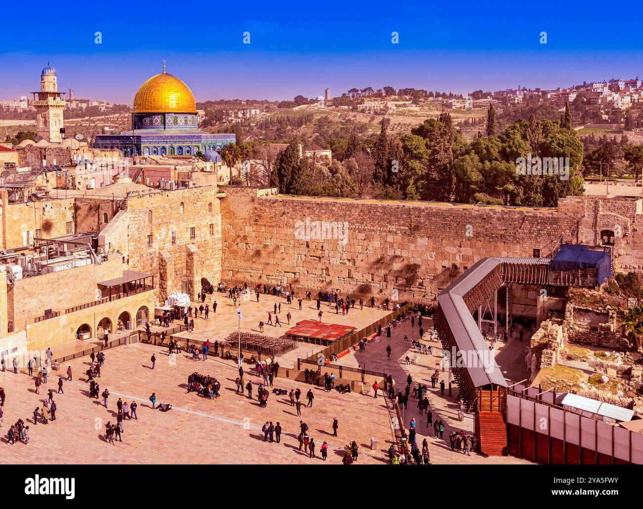 View on the Western Wall and Dome of the Rock in Jerusalem. Israel ...