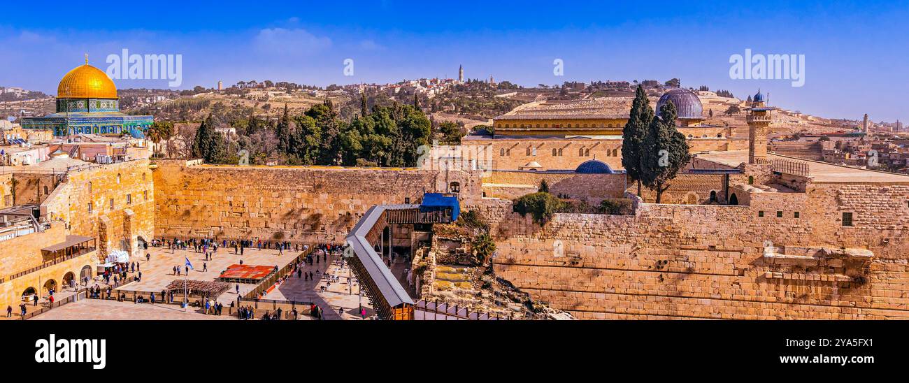 The Temple Mount with Dome of the Rock, Wailing Wall and al-Aqsa Mosque ...