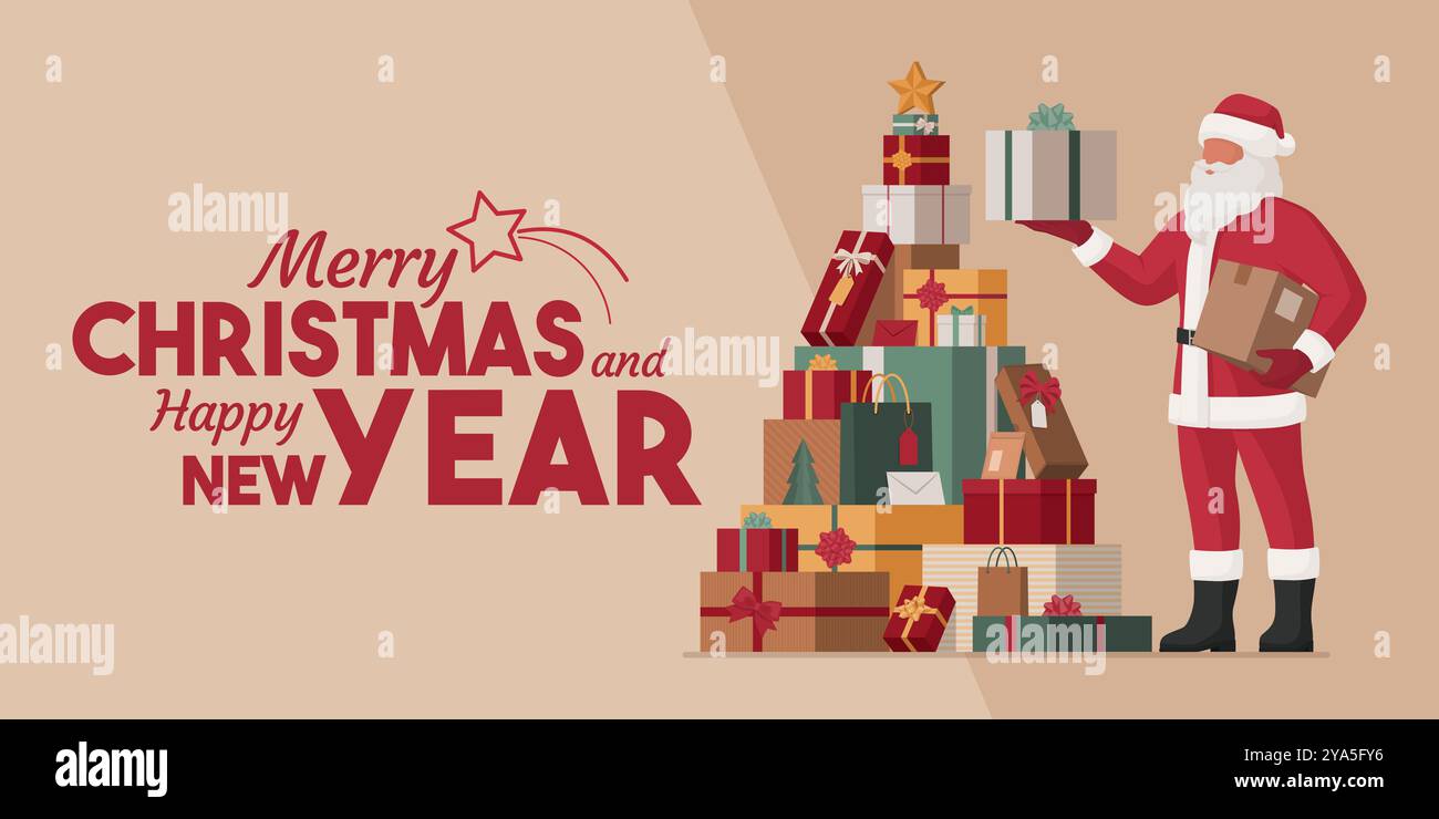 Christmas gifts tree showing Stock Vector Images - Alamy