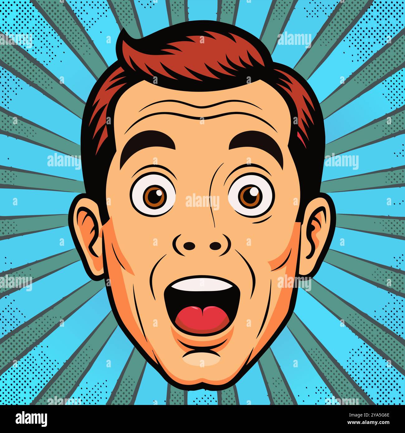 Face of an admiring or surprised young man. Retro pop art comic style ...