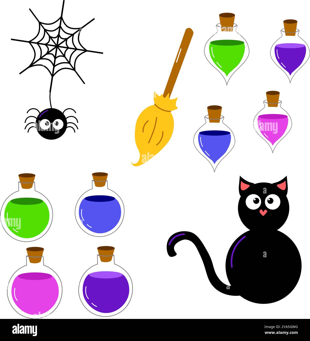 Black white cat autumn Stock Vector Images - Alamy