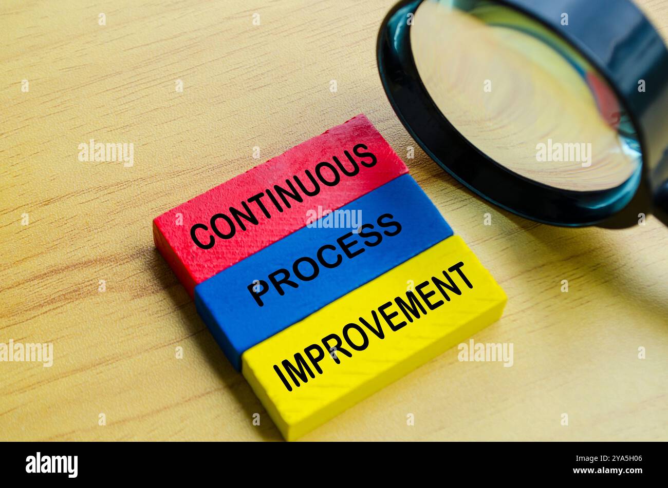 Continuous process improvement text on multicolored wooden blocks with ...