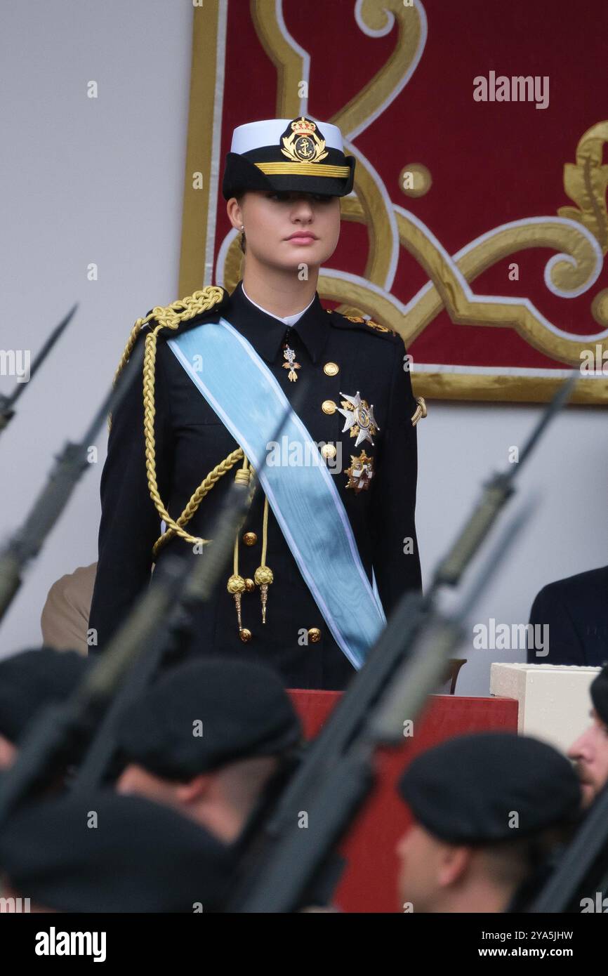 Crown Princess Leonor of Spain attend the National Day Military Parade ...