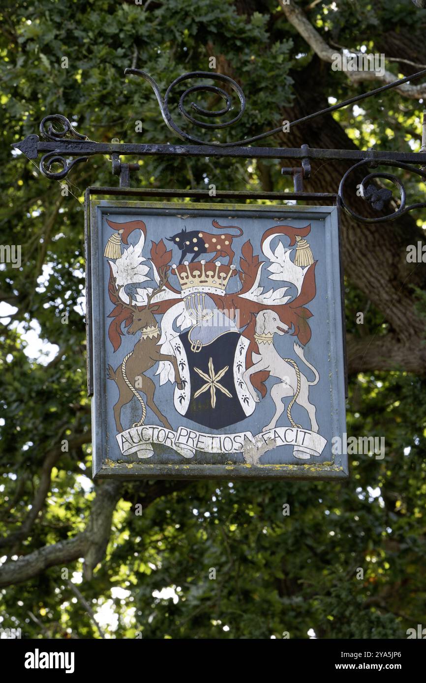 Traditional hanging pub sign at The Buckinghamshire Arms - public house ...