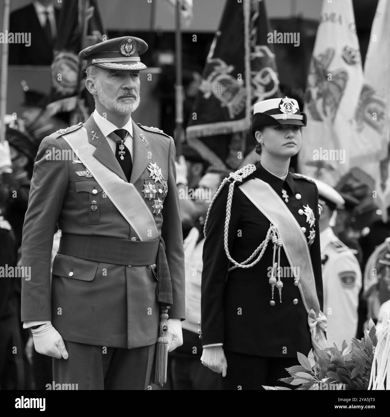 Crown Princess Leonor of Spain and King Felipe VI of Spain attend the ...