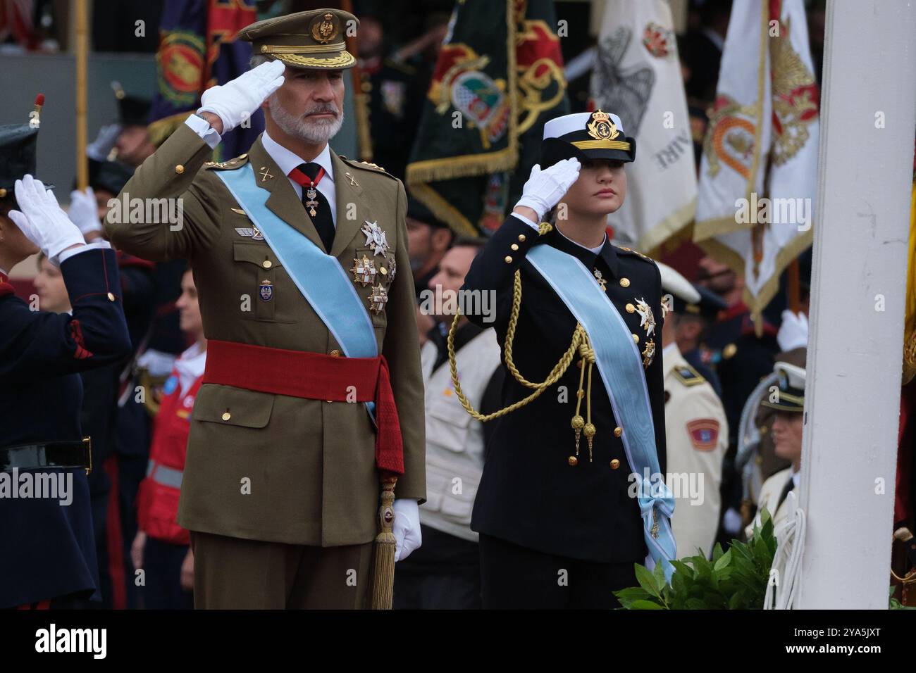 Crown Princess Leonor of Spain and King Felipe VI of Spain attend the ...