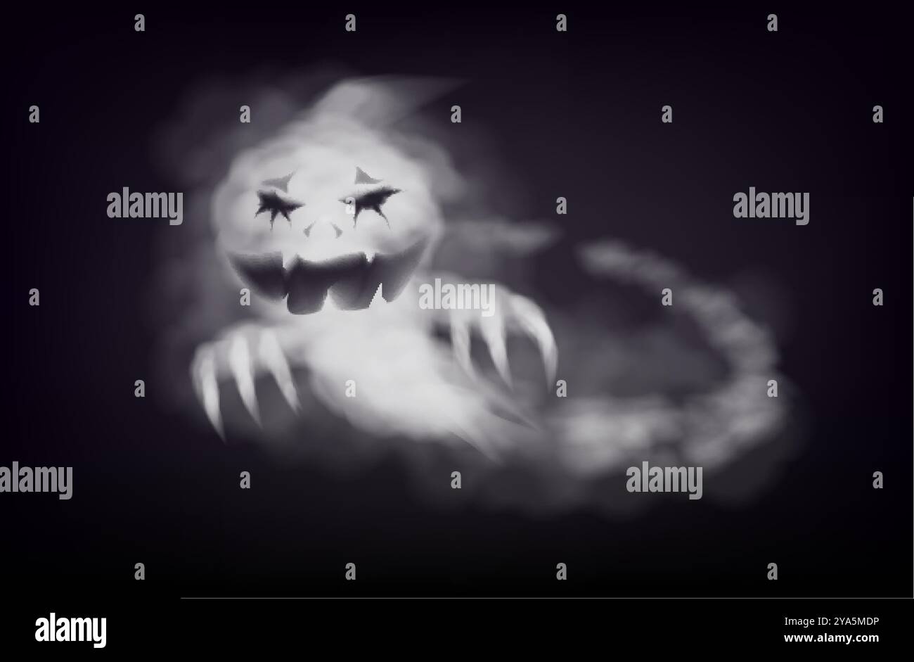 Realistic Halloween ghosts. Vector 3d scary transparent white ghost ...