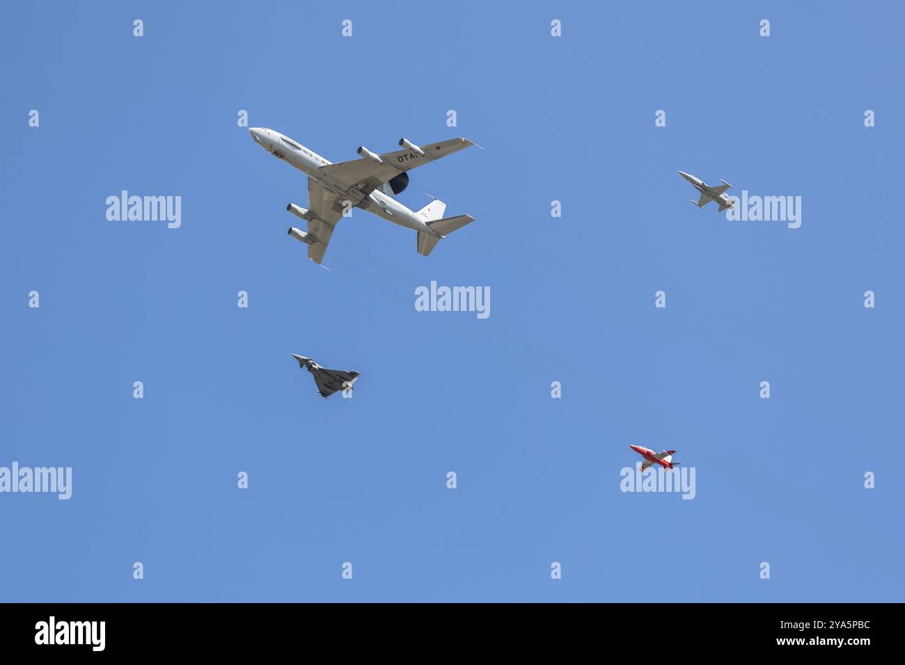 NATO 75th Anniversary Flypast - Boeing E-3A Sentry, Eurofighter EF2000 ...