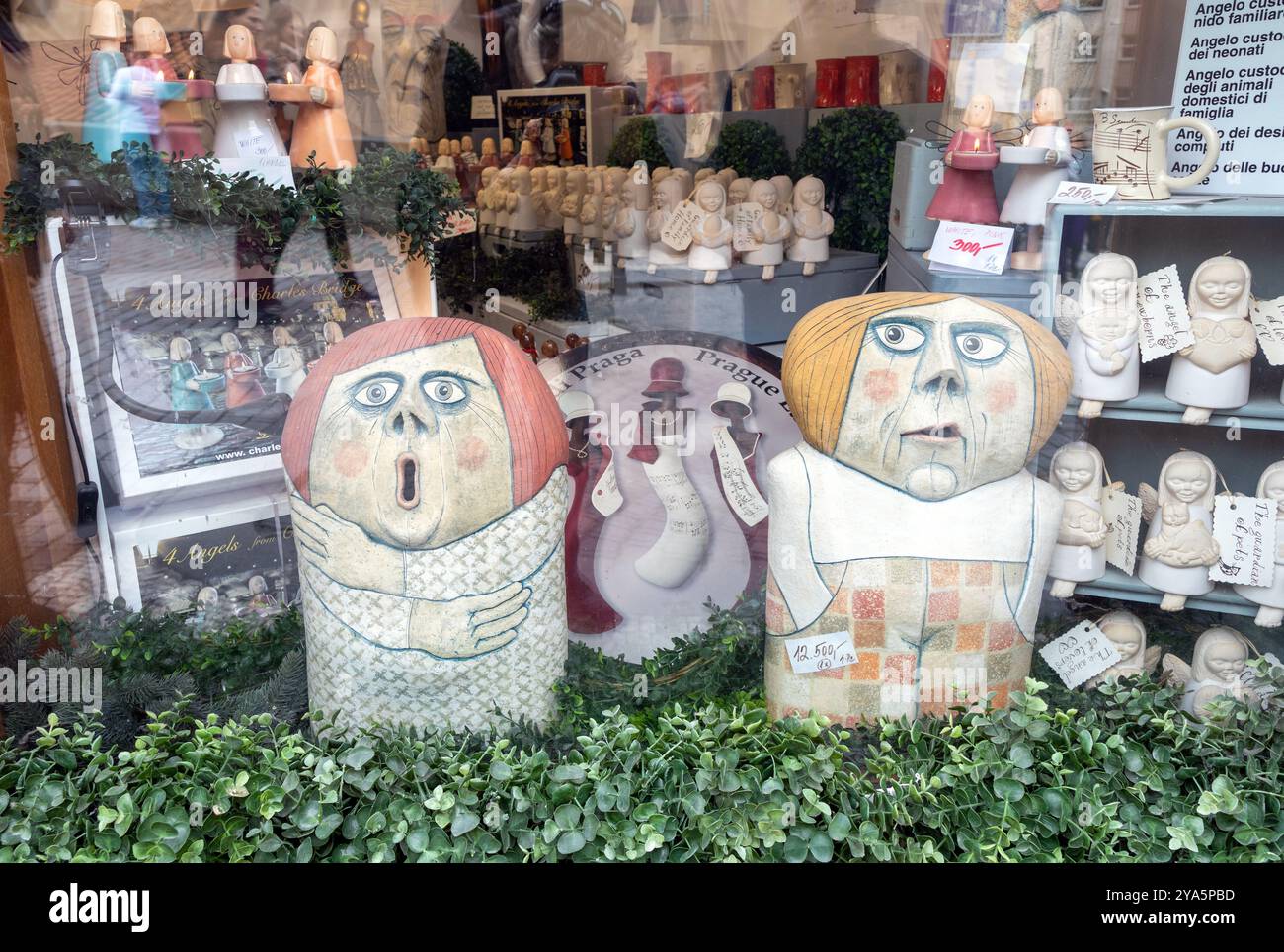 Strange faces Plastercasts Shop In Prague Czech Republic Stock Photo ...