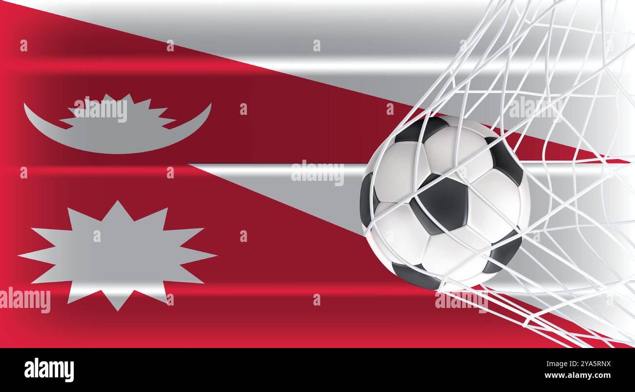 Soccer or Football ball in Goal Net Isolated on Nepal Shaded Flag ...