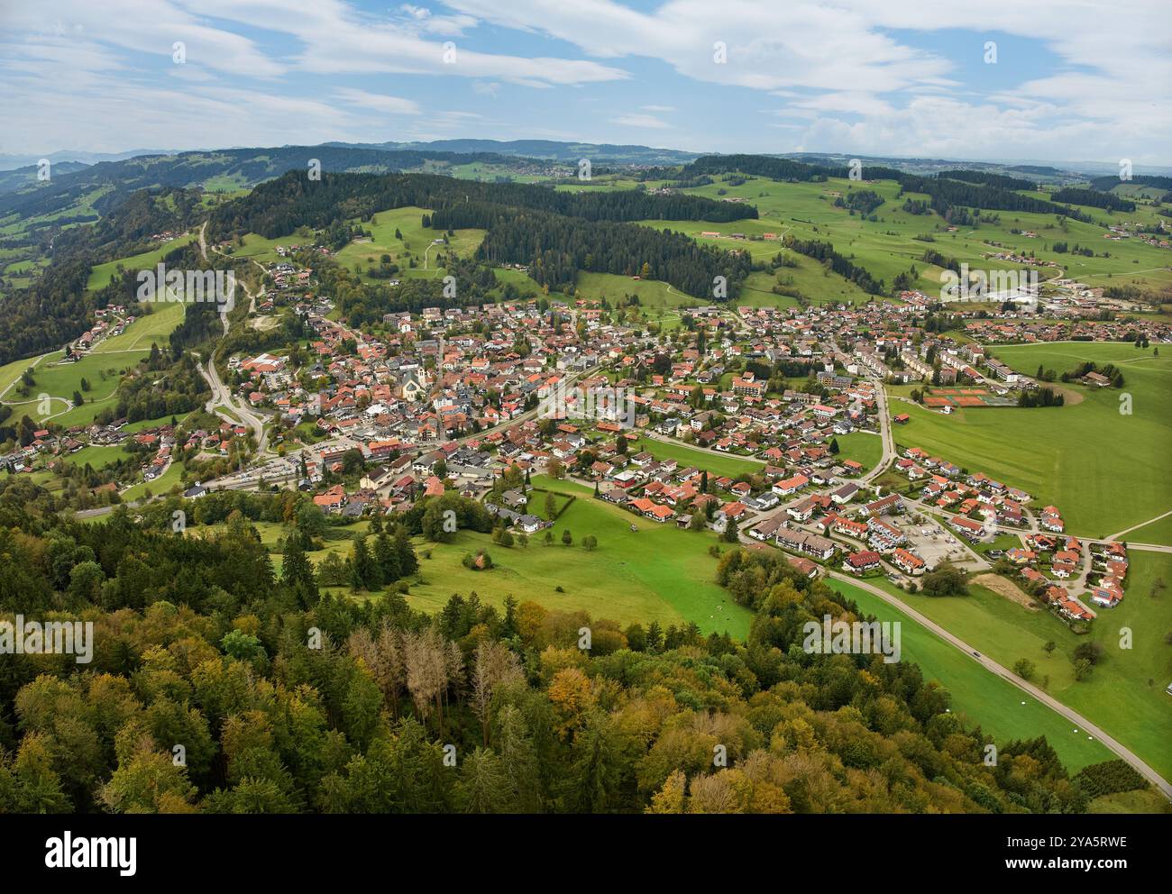 Aerial Photo Of The Village Of Oberstaufen In The Allgaeu Alps Bavaria