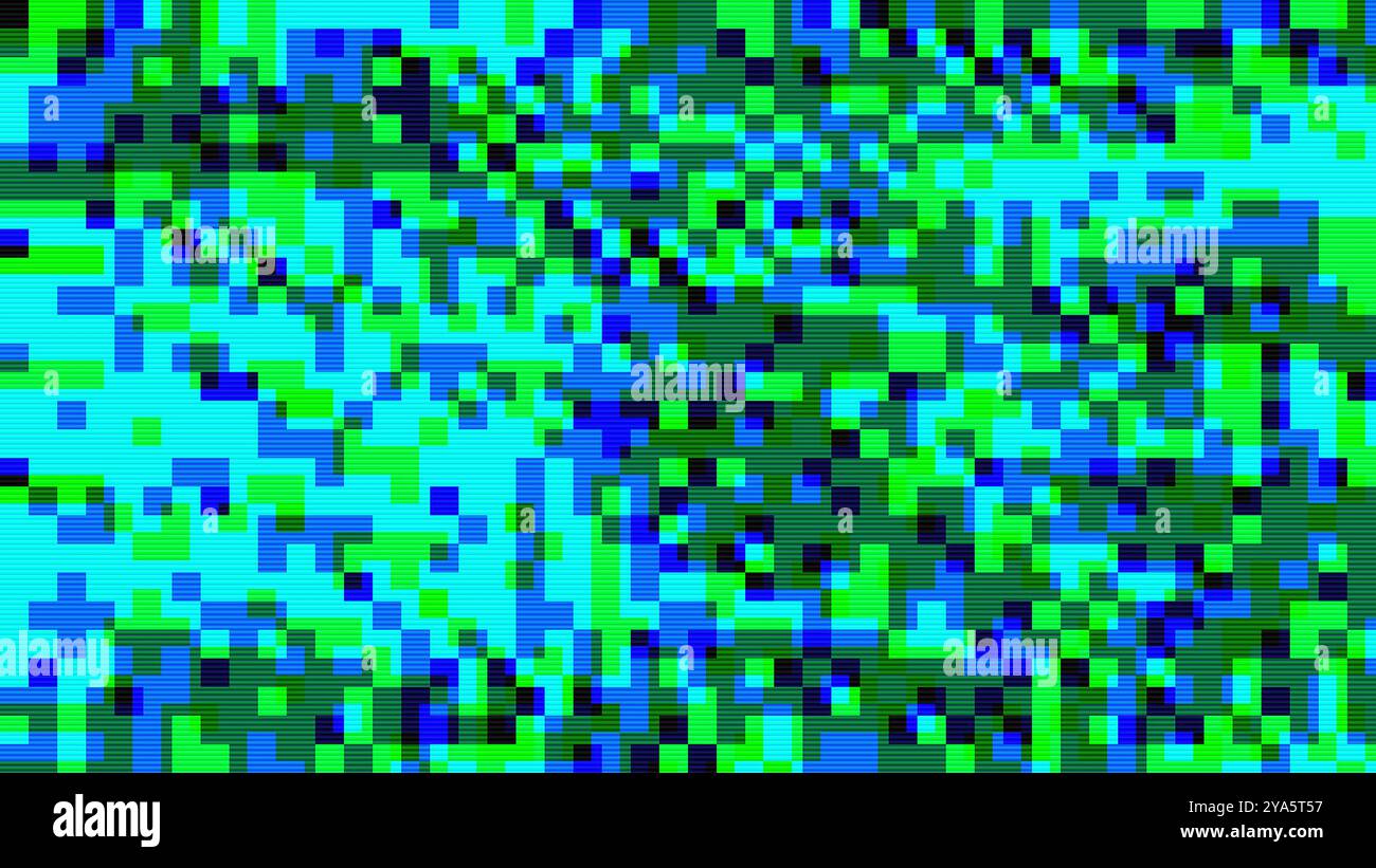 Abstract pixelated green blue 8 bit retro game Glitch pixel Noise Stock ...