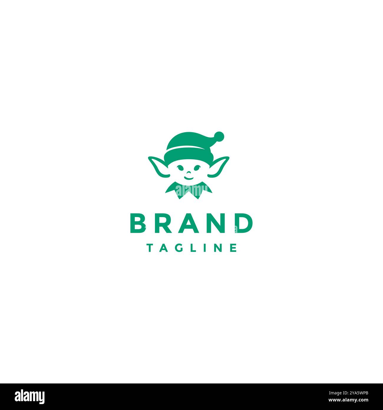Cute Little Green Elf Logo Design. Smiling Little Green Fairy Logo ...