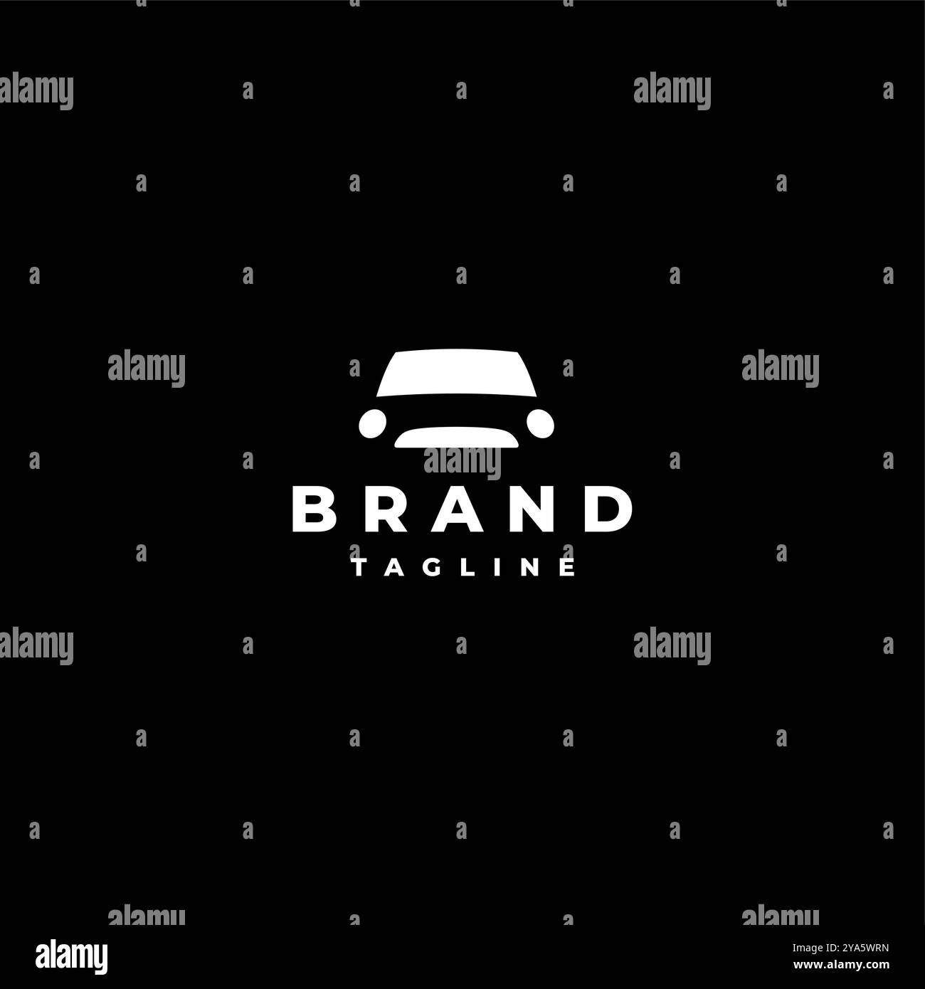 Simple White Car Silhouette Logo Design. Simple Car Glass And Headlight ...