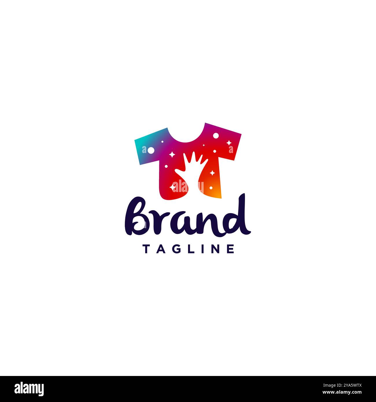 Colorful Fun Tees Logo Design. Simple Tees Icon With A Hand Reaching ...
