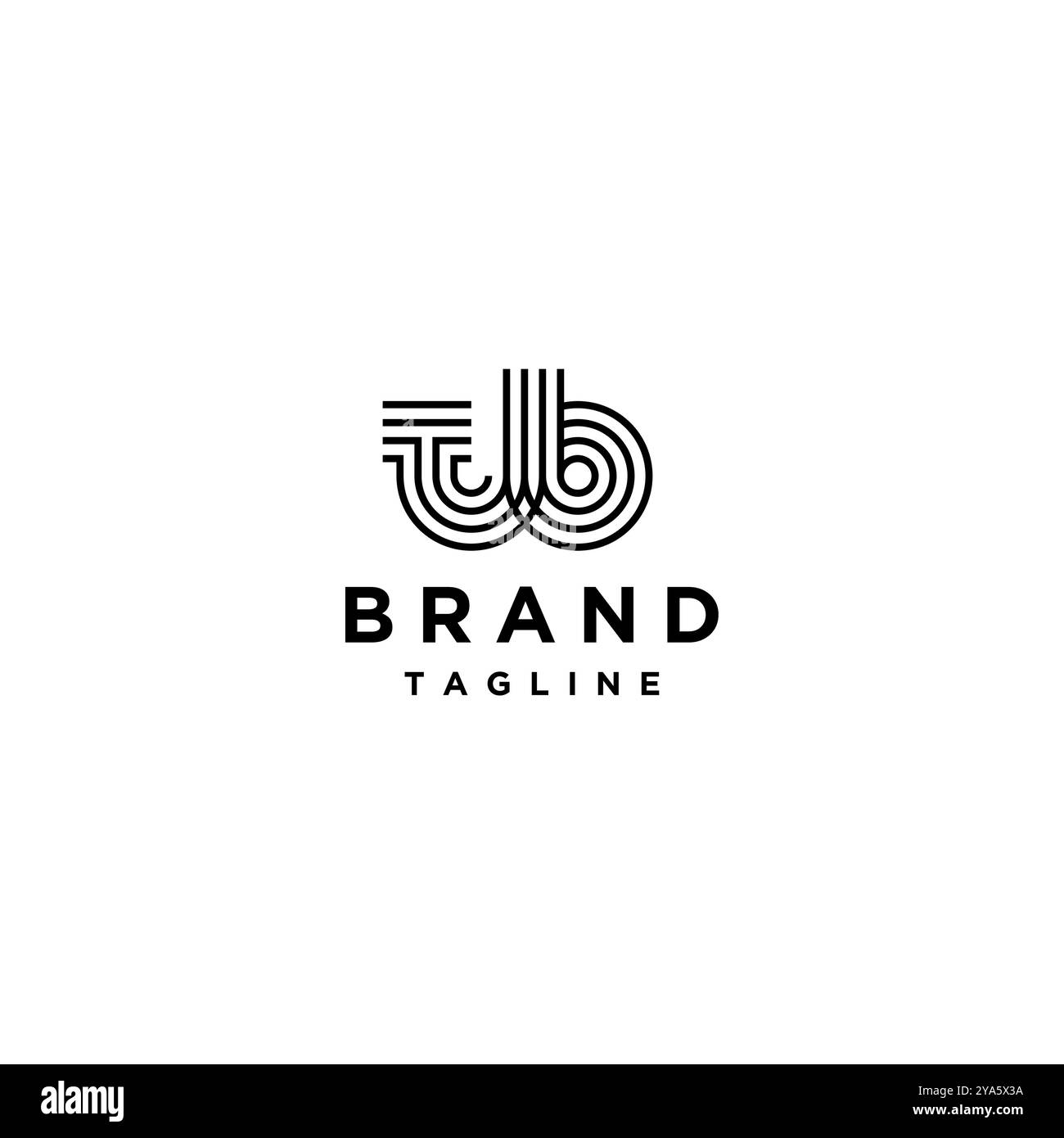 Initial Letter TB Lines Logo Design. Simple Layered Lines of Letters T ...