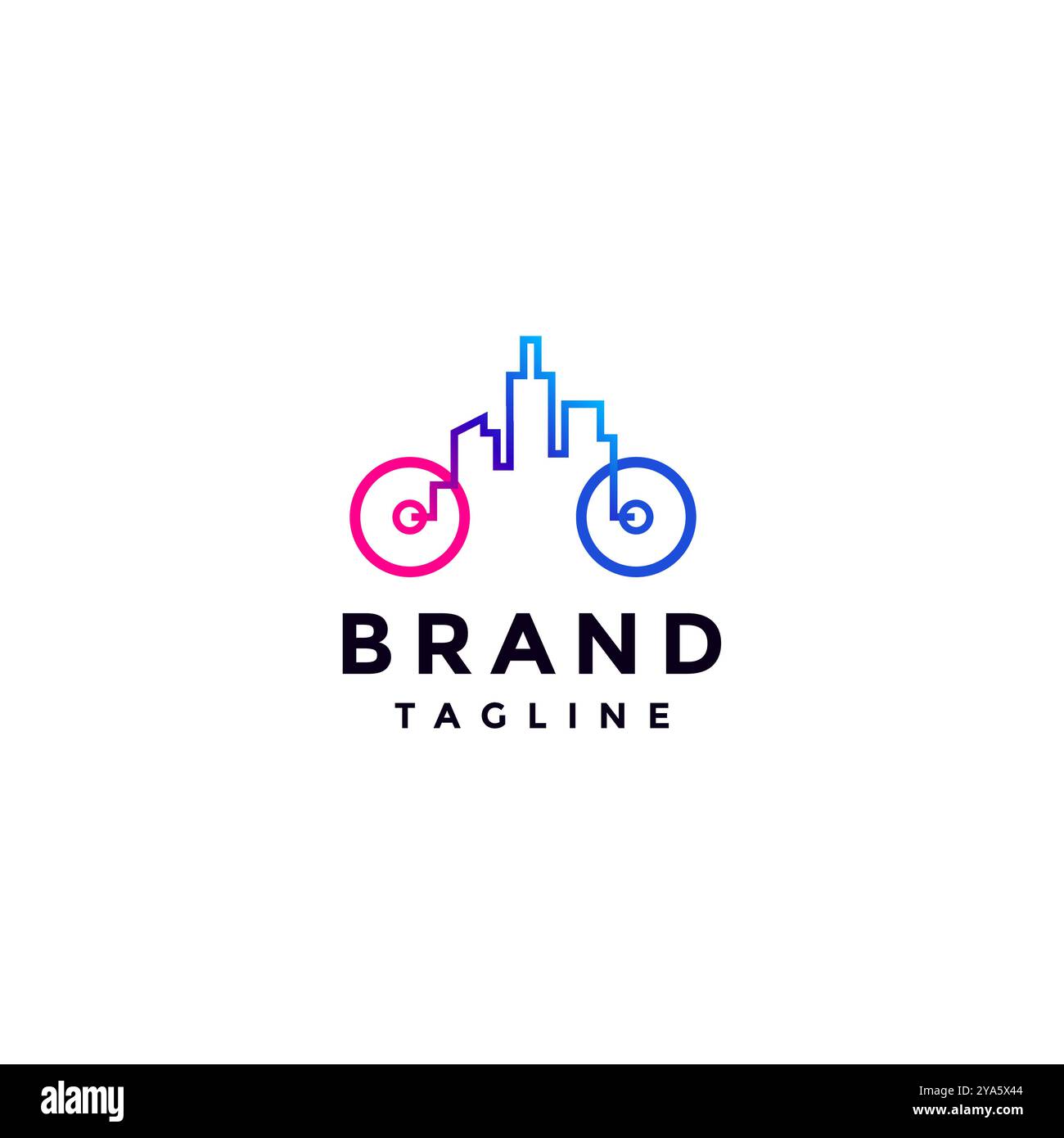 Simple City Line Bike Logo Design. Bike Symbol With City Sky Line Logo Design Stock Vector Image ...