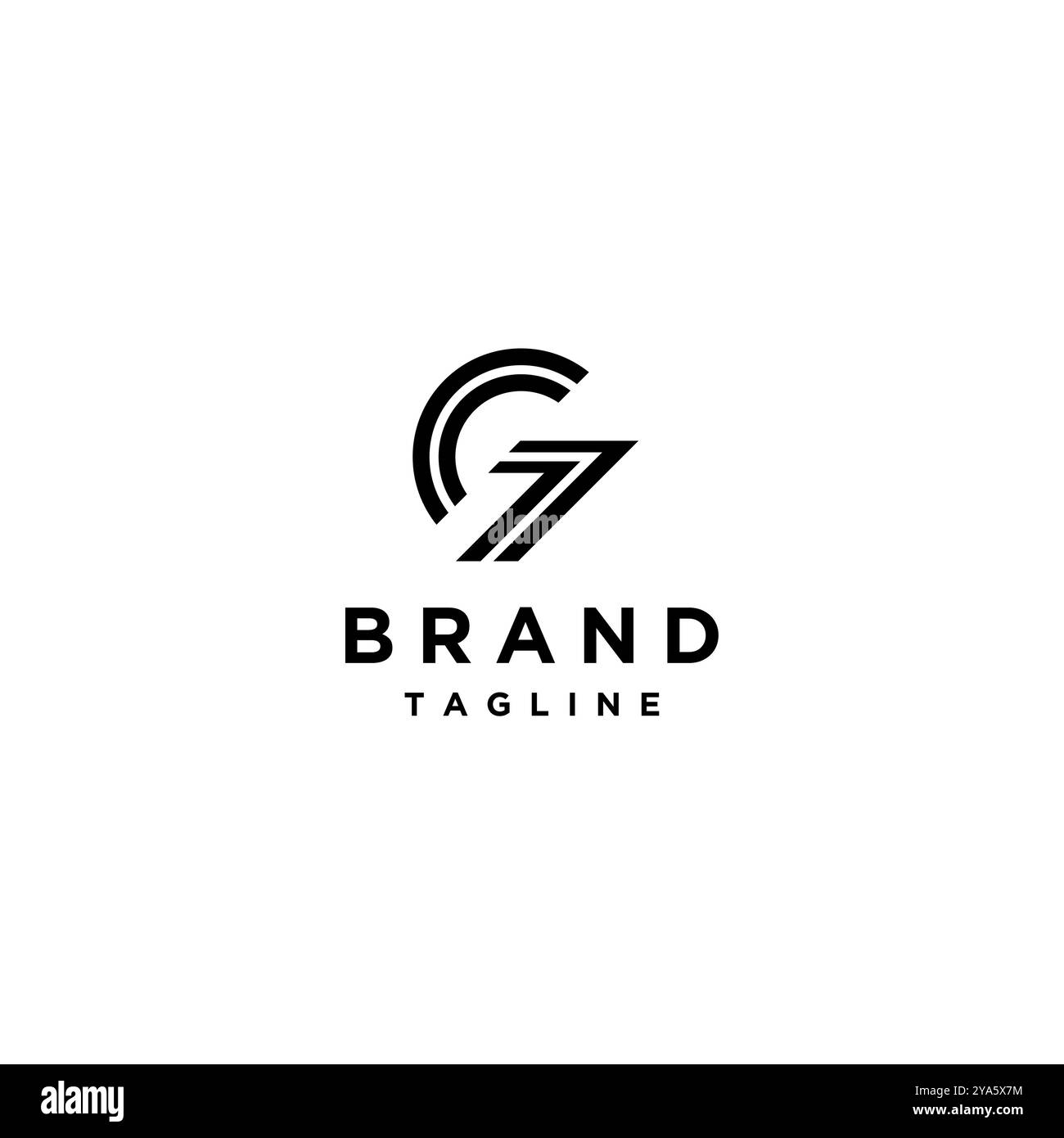 Simple G7 Double Lines Logo Design. Initial G and 7 In Two Lines Design ...