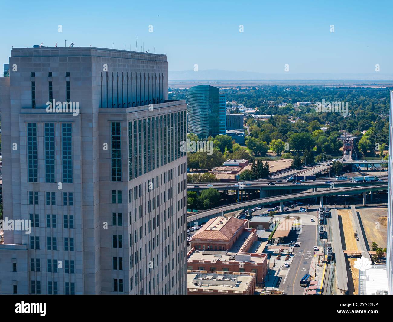 Aerial View of Sacramento with Prominent High Rise and Highways Stock ...