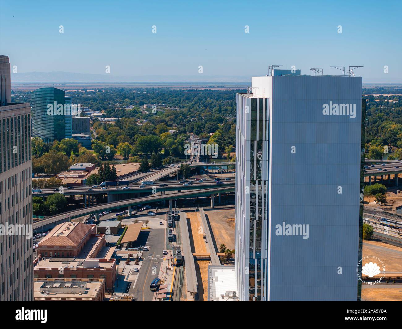 Aerial View of Sacramento's Urban Landscape with High Rise Buildings ...