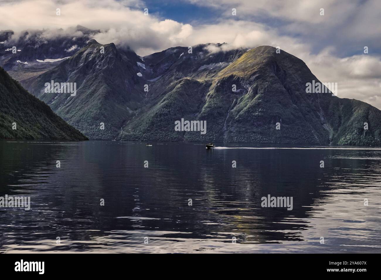 Norwegian Sea, Norway 10th September, 2024 HurtigrutenÕs Kong Harald cruise ship enters the Hj ...