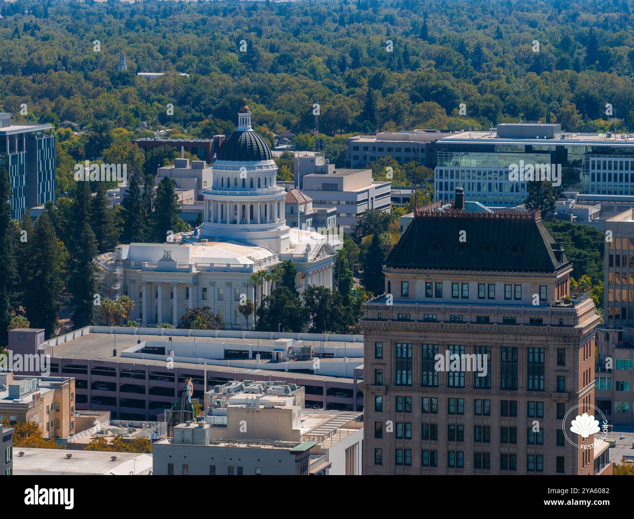 Aerial View of Sacramento Featuring California State Capitol Stock ...