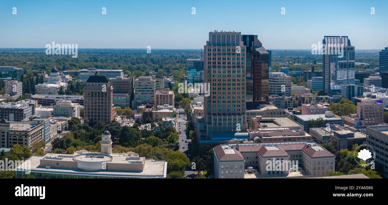 Aerial View of Sacramento Featuring California State Capitol Stock ...